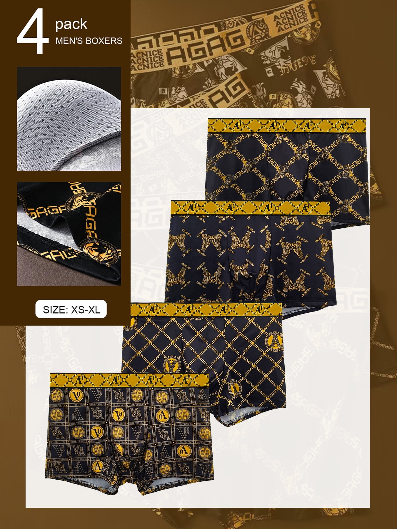 4-Piece Men's Boxers Set | Luxury Retro Prints Super Eye-Catching ...