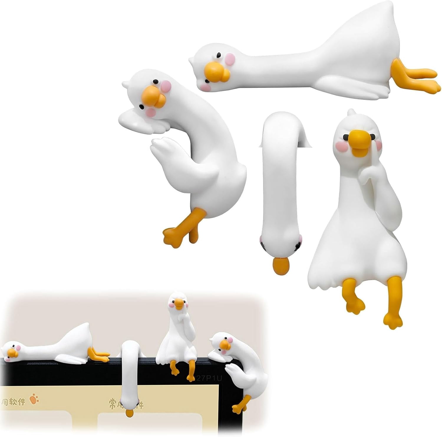 4-Piece Mini Duck Desk Ornaments, Small Animal Desktop Decorative ...