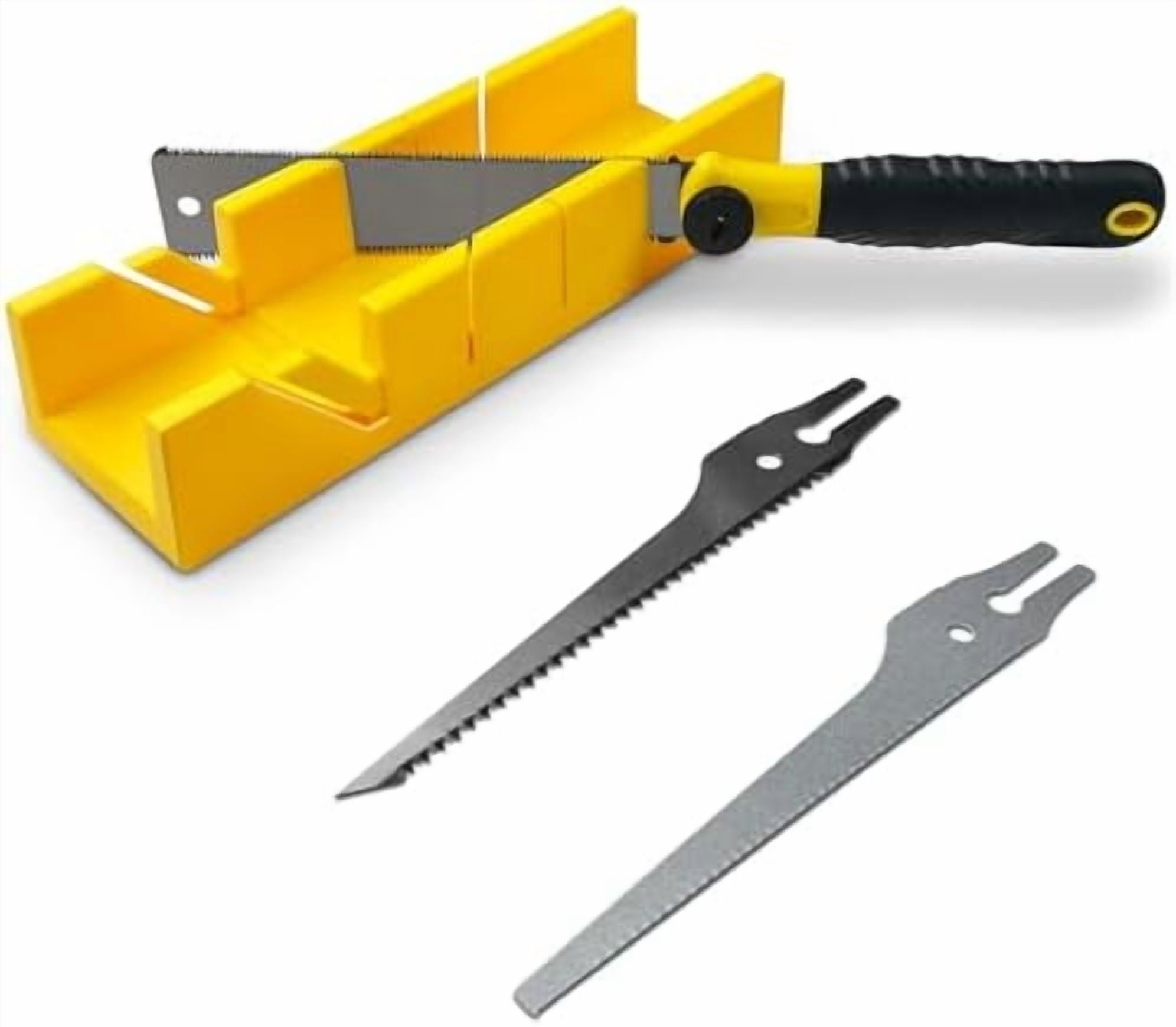 4-Piece Miter Box and Saw Set, 12-Inch Mitre Box with 3 Mitre Saws for ...