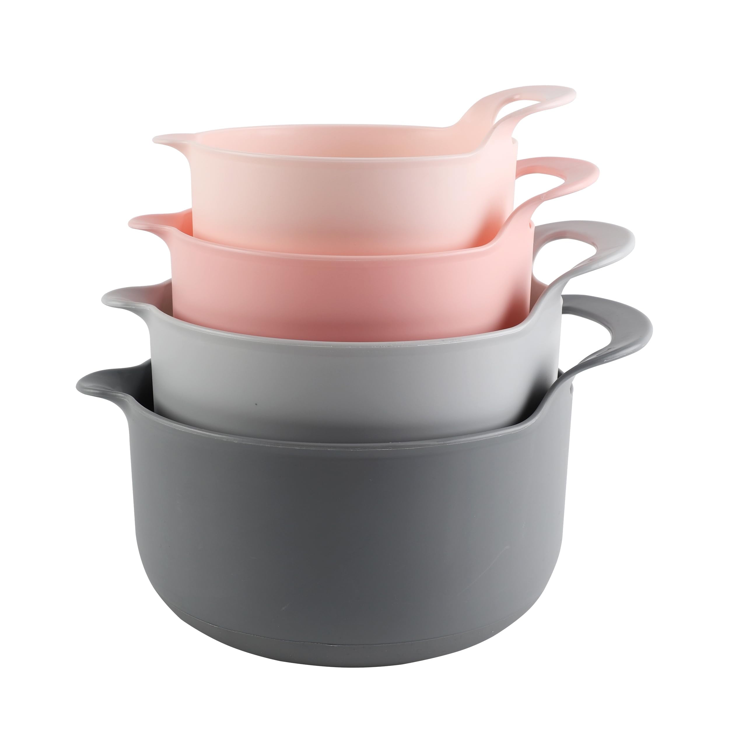 4 Piece Mixing Bowl Set, Non Slip Plastic Bowls with Pour Spouts and ...