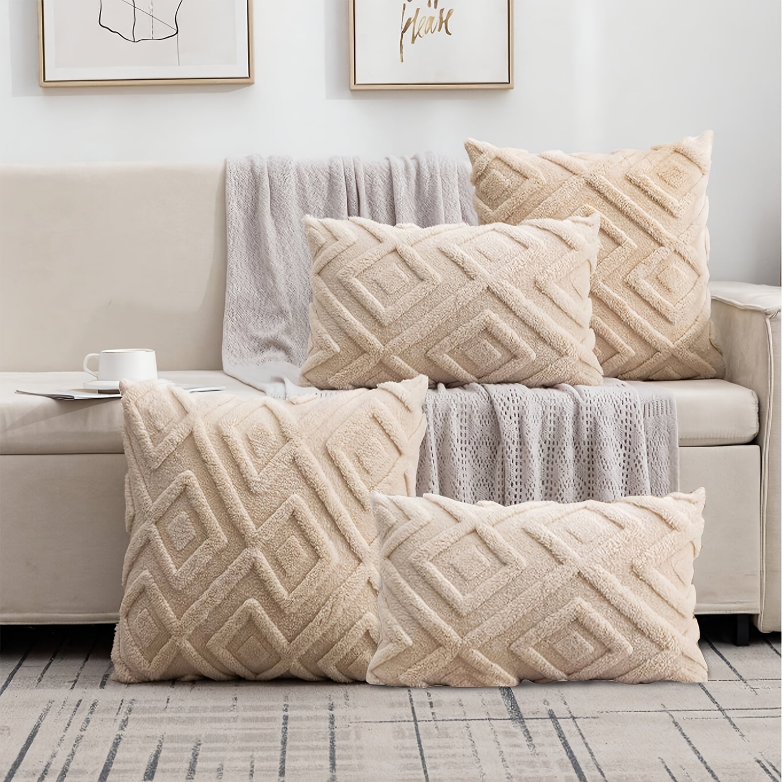 4-Piece Modern Comfortable Plush Pillowcase Set 18“x18”, 12“x20 ...