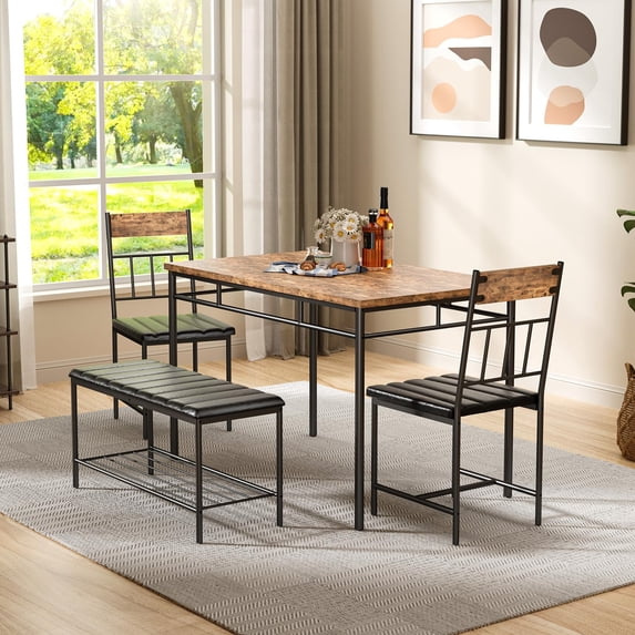 4-Piece Modern Dining Table Set, Kitchen Table with Upholstered Chairs ...