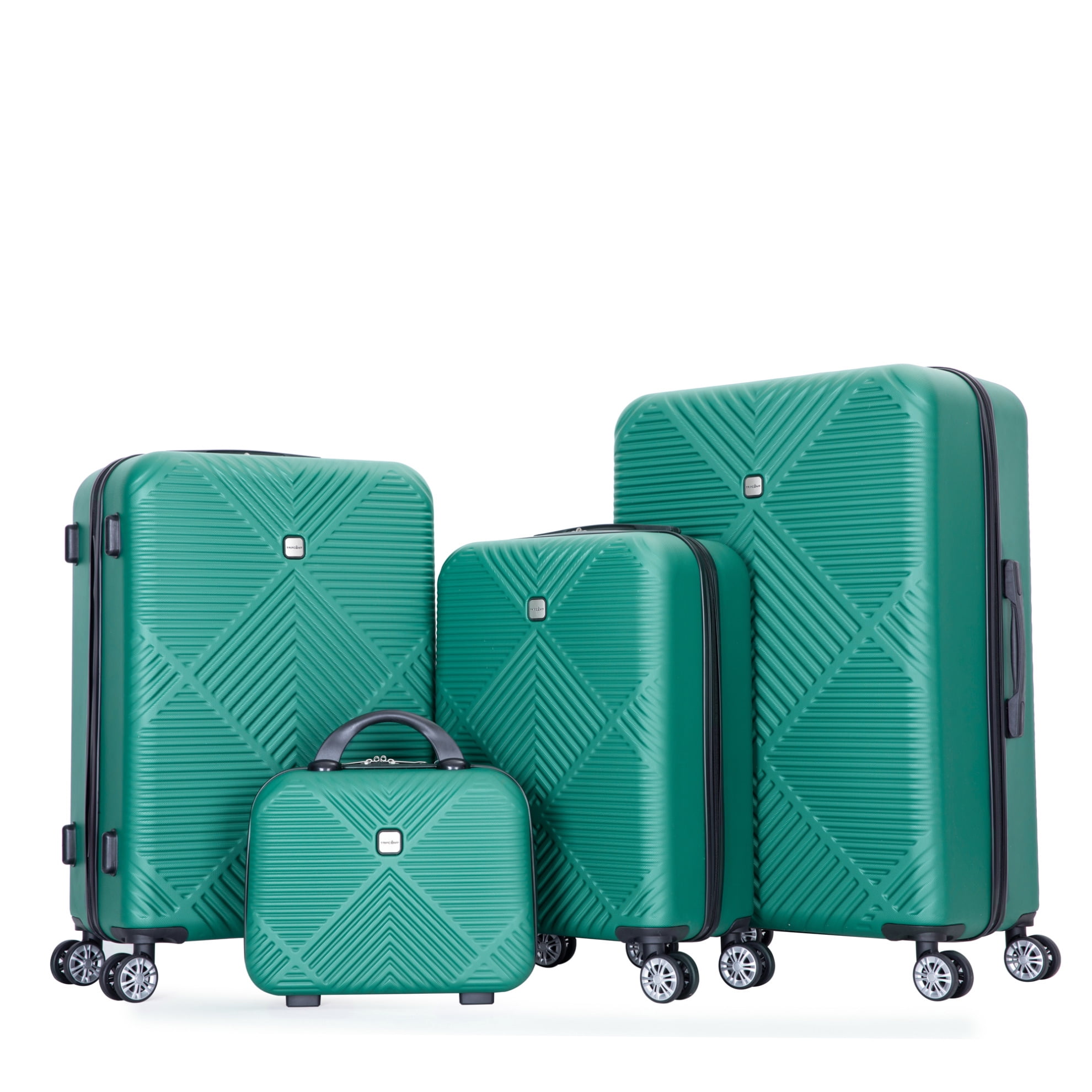 4-Piece Modern Luggage Sets, ABS Lightweight Suitcase with 14" Inch ...