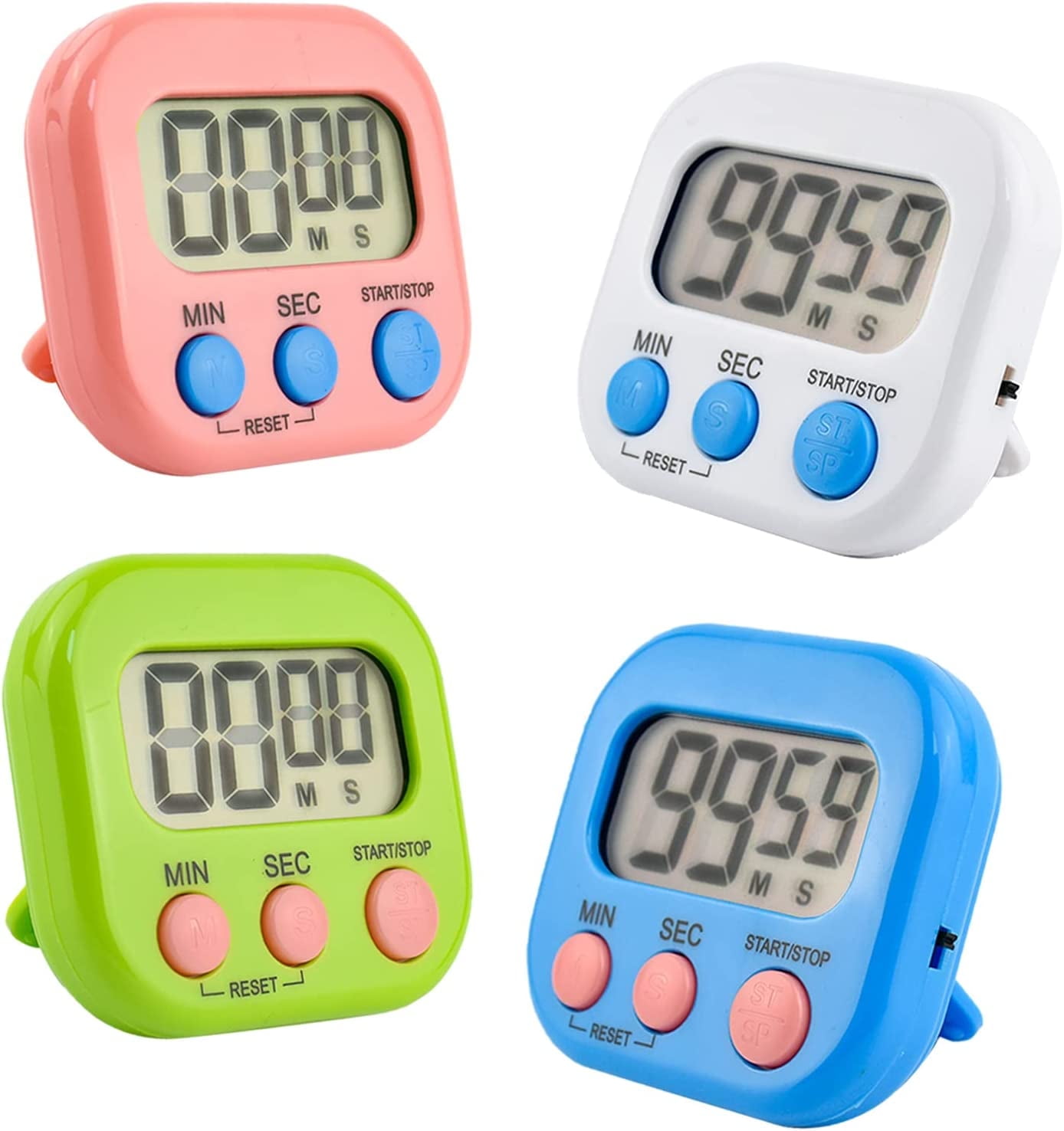 4-Piece Multi-Function Electronic Timer,Cooking,Suitable for Kitchen, Study,(not Including ...