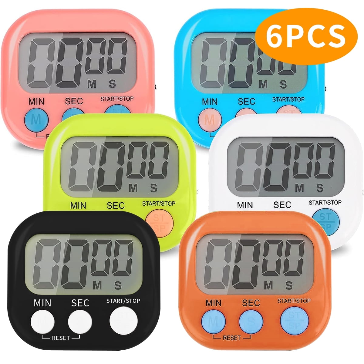 SUSWIM 6-Piece Multi-Function Electronic Timer, Learning Management, Suitable for Kitchen, Study ...