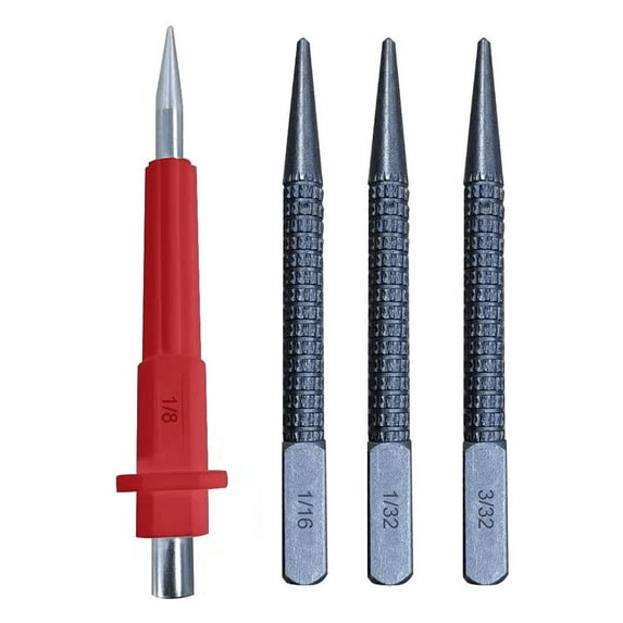 4-Piece Nail Setter and Center Punch Set, High Carbon Steel Woodworking ...