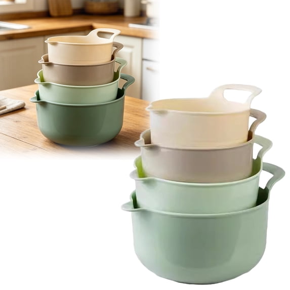 4 Piece Nesting Plastic Mixing Bowl Set Stackable Prep Bowls Food Grade ...