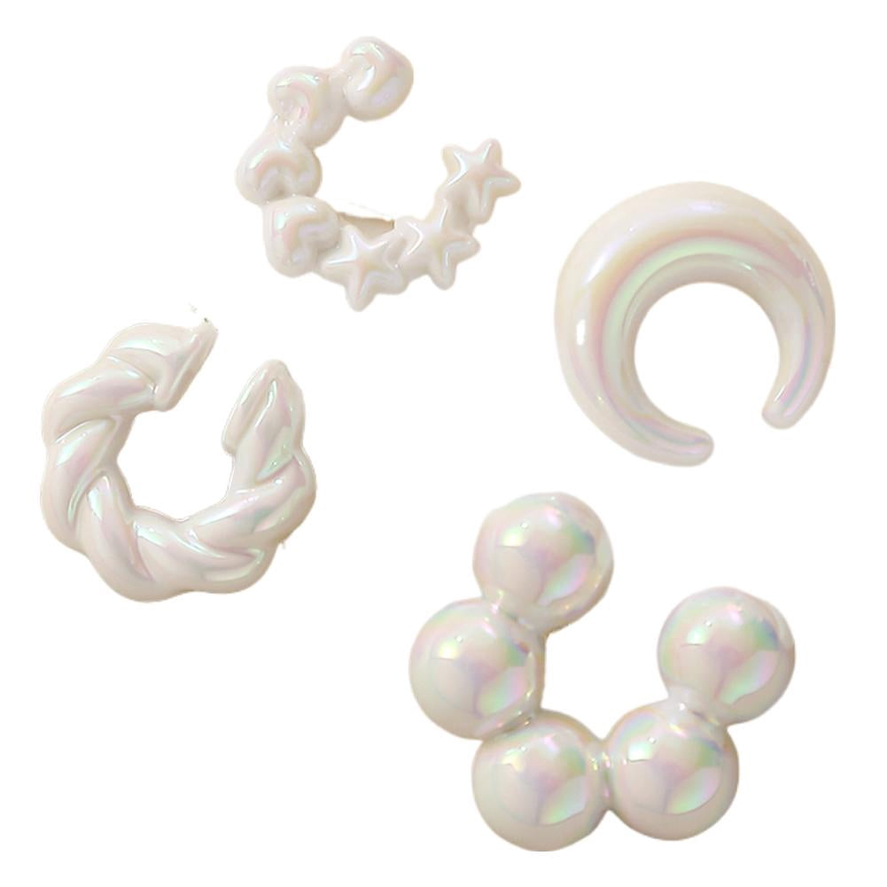 4-Piece No-Piercing Ear Cuff Set, Colorful Creative Resin Ear Cartilage ...