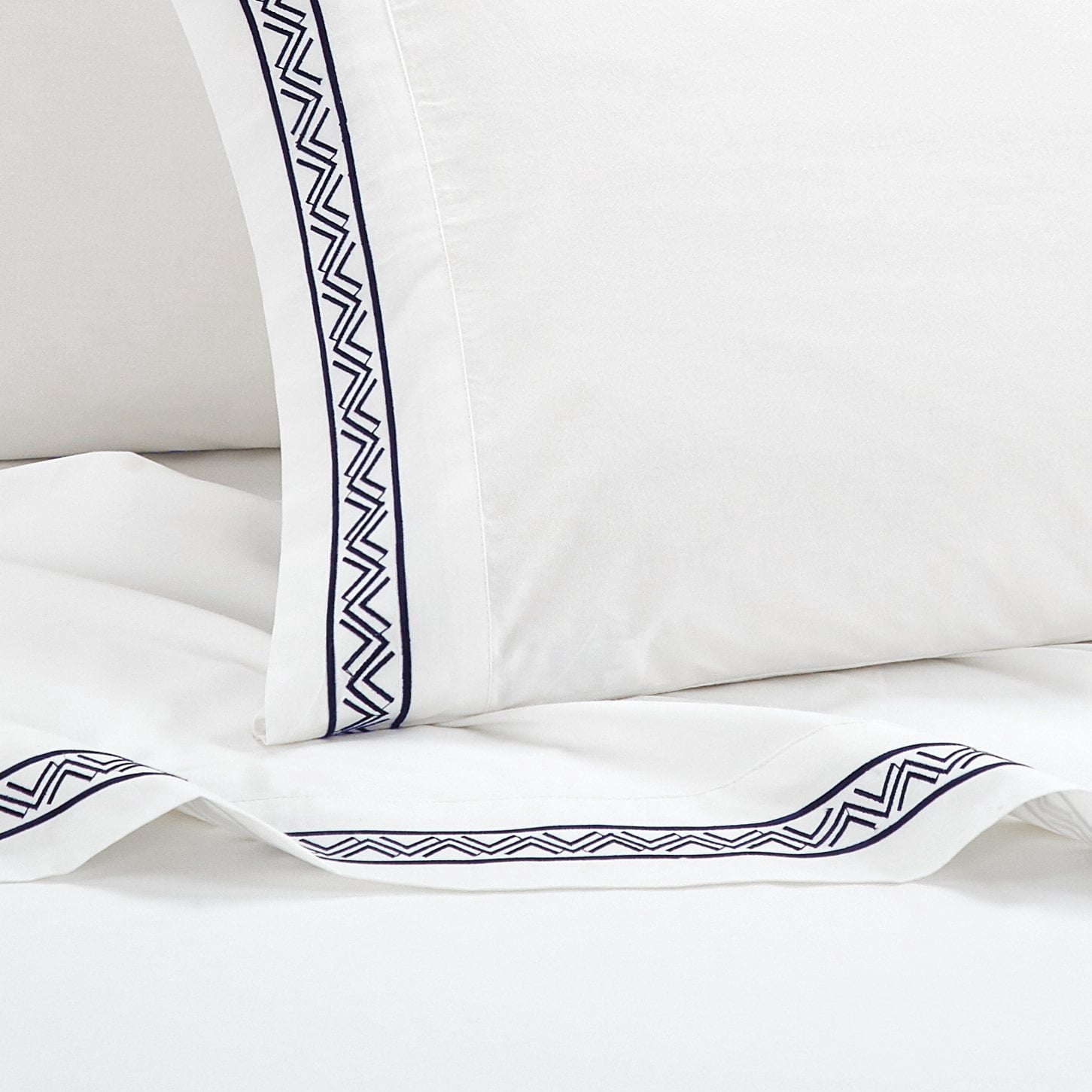 4 Piece Orden Organic Cotton Sheet Set Solid White With Dual Stripe ...