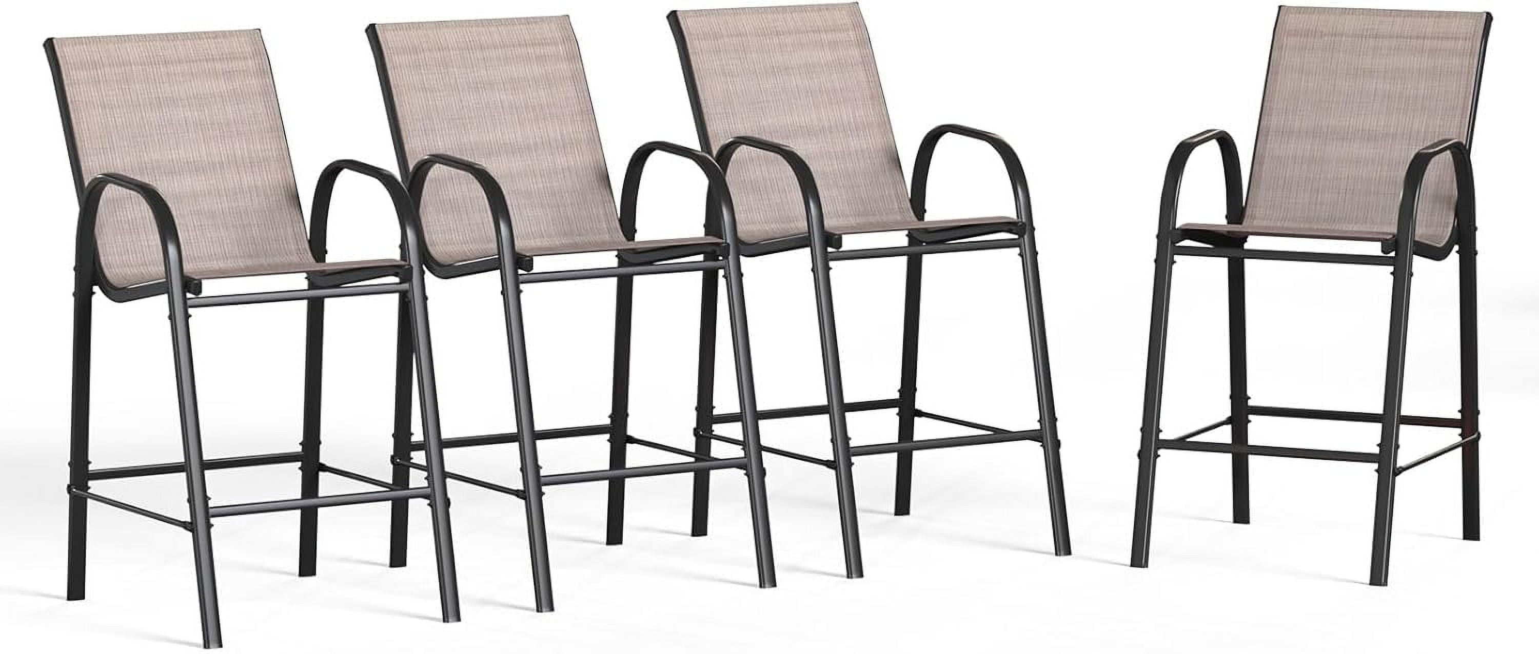4-Piece Outdoor Bar Stool Set - Stackable High-Back Textilene Chairs ...