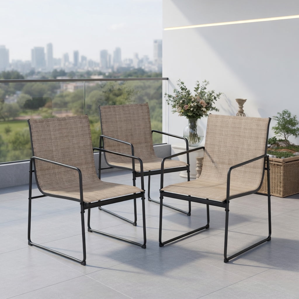 4-Piece Outdoor Dining Chair Set – Breathable Fabric Patio Chairs with ...