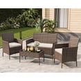 4-Piece Outdoor Furniture Set: PE Rattan Wicker Chairs with Soft ...