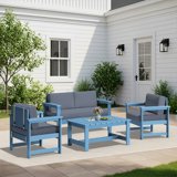 4-Piece Outdoor Patio Furniture Set, HDPE Sofa Conversation Set with ...