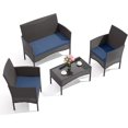 4-Piece Outdoor Patio Furniture Set, Wicker Rattan Chairs & Sofa with ...