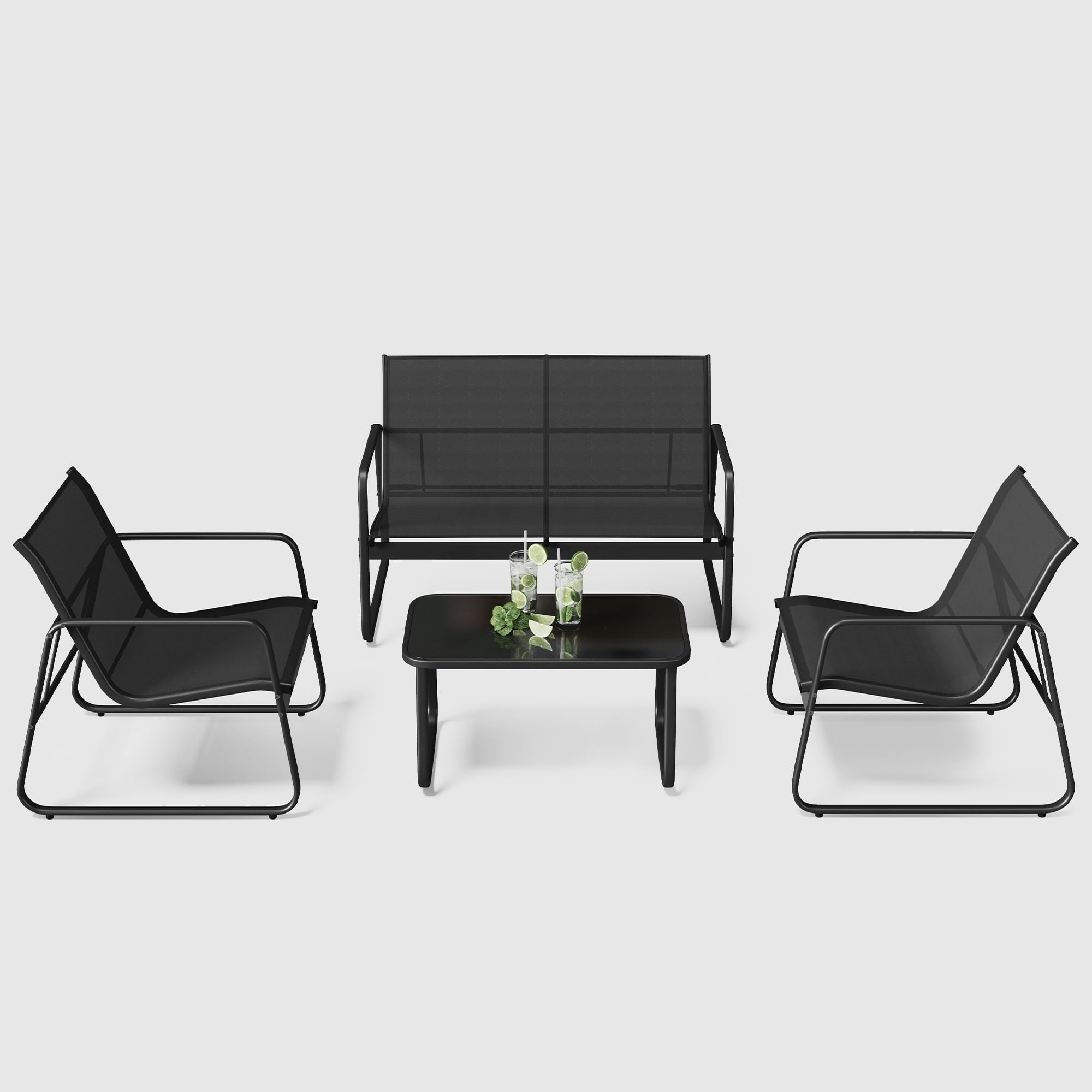 4-Piece Outdoor Patio Furniture Set with Glass Table. Asofer ...