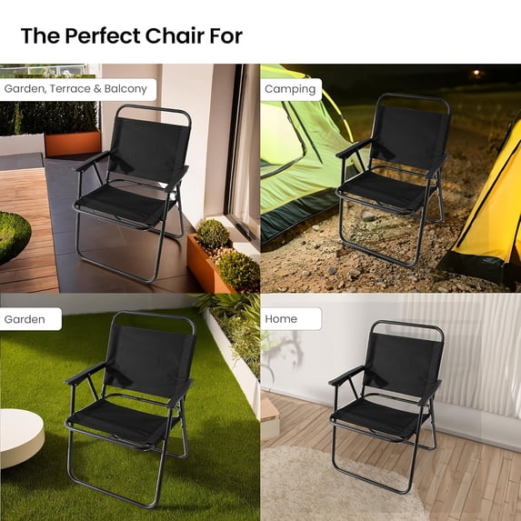 4-Piece Outdoor Portable Folding Chair Set - Aviation Carbon Steel ...