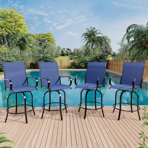4-Piece Outdoor Swivel Bar Chair Set, High Back Patio Bar Stools with ...