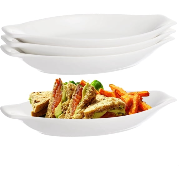 4 Piece Oval Au Gratin Baking Dishes Set, 8 X 4 In Ceramic Banana Split ...