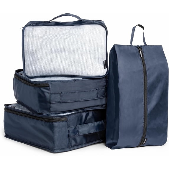 4-Piece Packing Cube Set Apparel Luggage Organizer and Shoe Bag, Travel ...