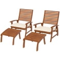 4-Piece Patio Conversation Set with Acacia Wood Frame and Cream ...
