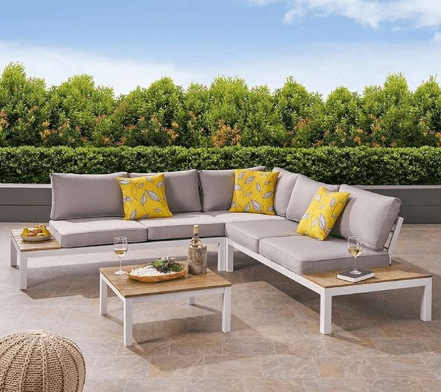 4-Piece Patio Furniture Set Outdoor Sectional Sofa with Coffee Table ...