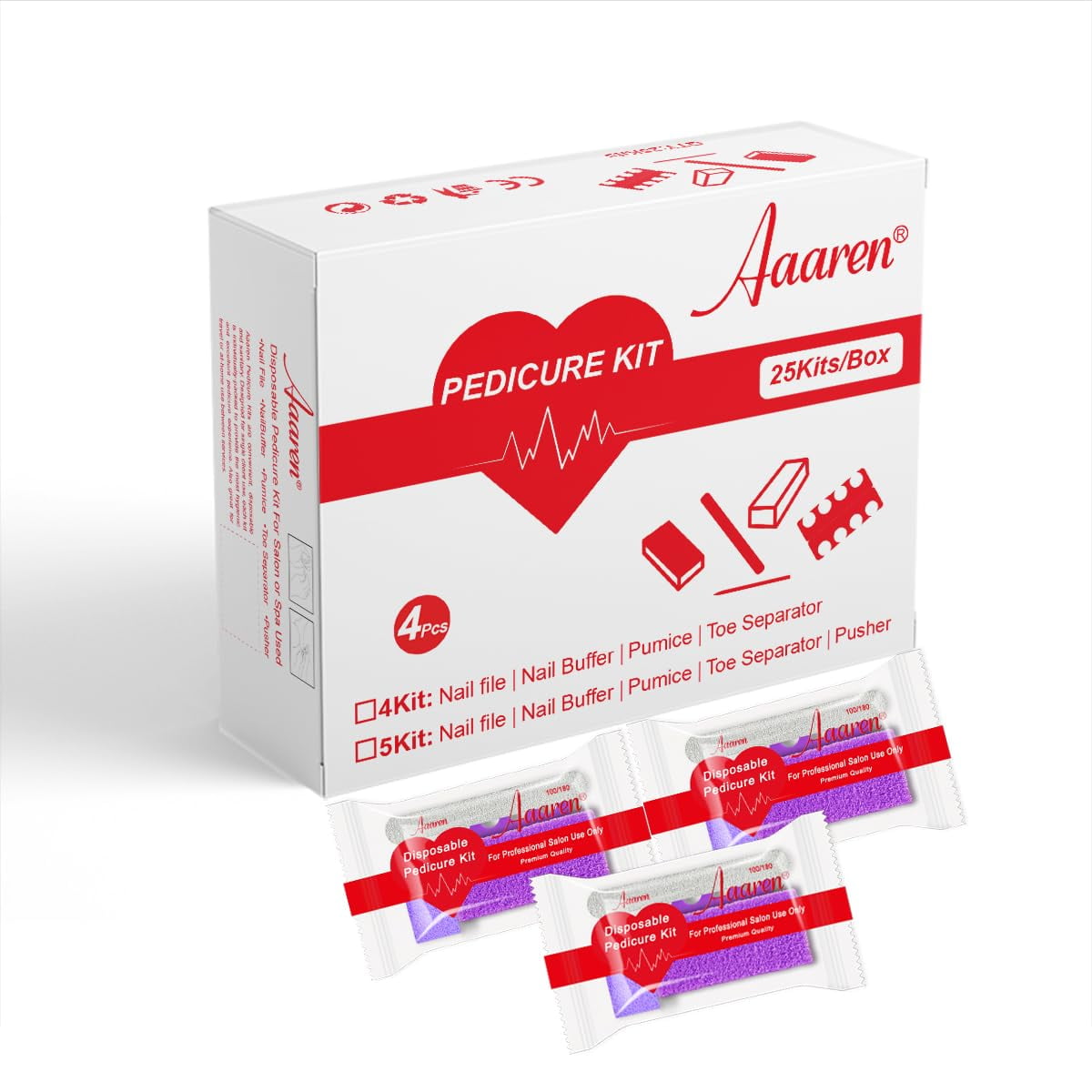 4-Piece Pedicure Kit, 25kits/boxes, Individually-Packed, Purple Pumice ...