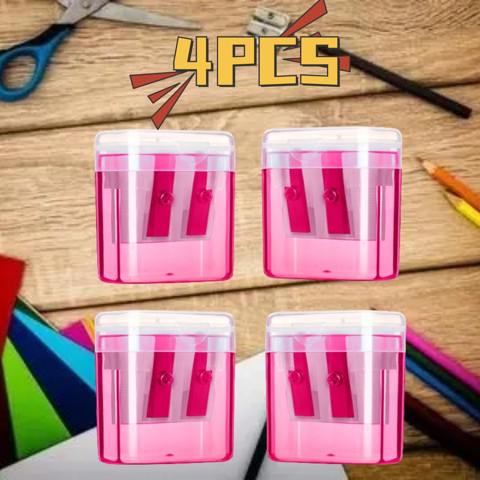 4 Piece Pencil Sharpeners Bulk, Manual Dual Holes Pencil Sharpeners for ...