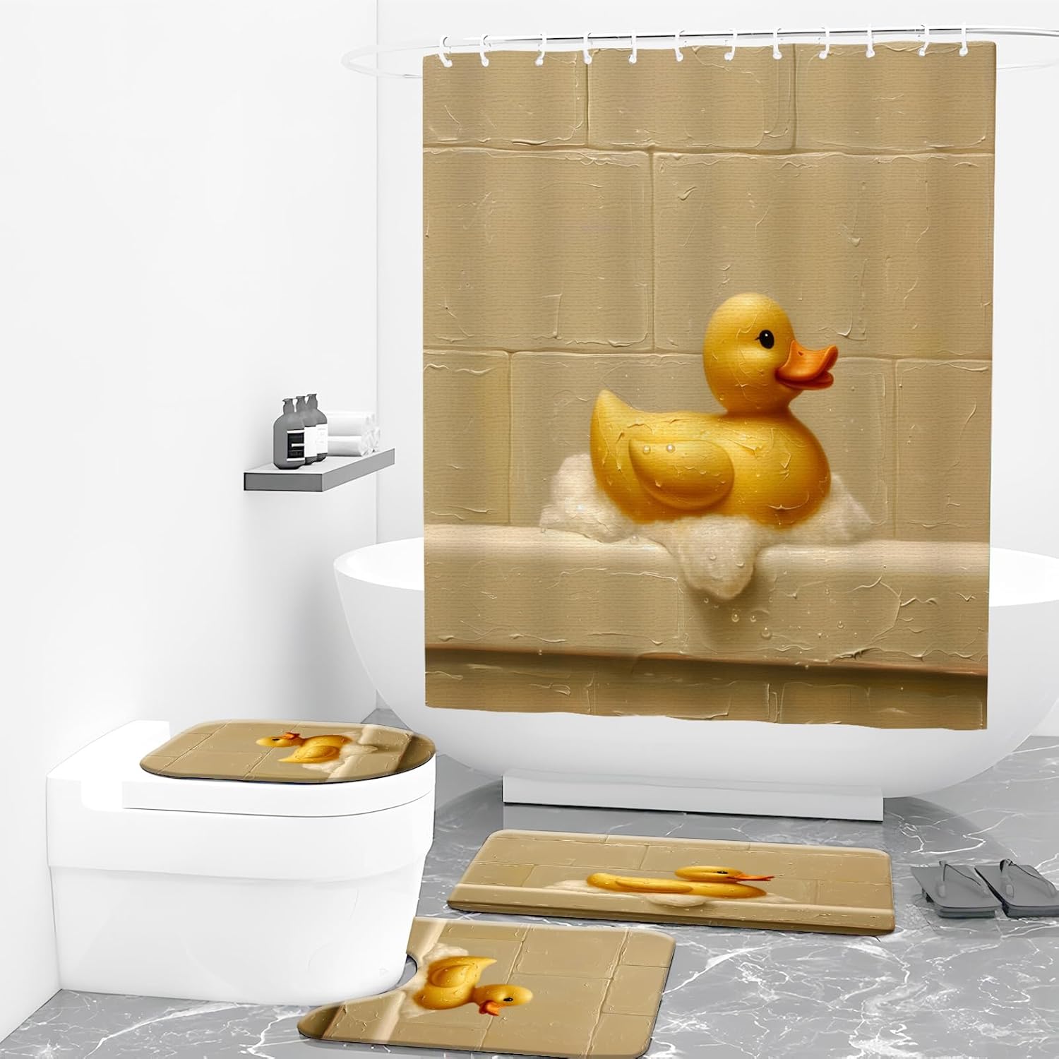 4 Piece Peony Shower Curtain Sets with Rugs Peony Bathroom Sets Peony ...