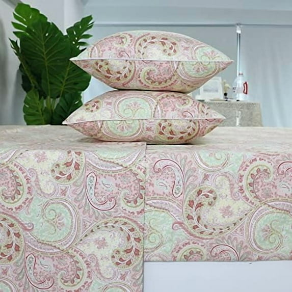 4 Piece Pink Paisley Bed Sheet Set Luxury Bedding Sets Designer Bedding ...