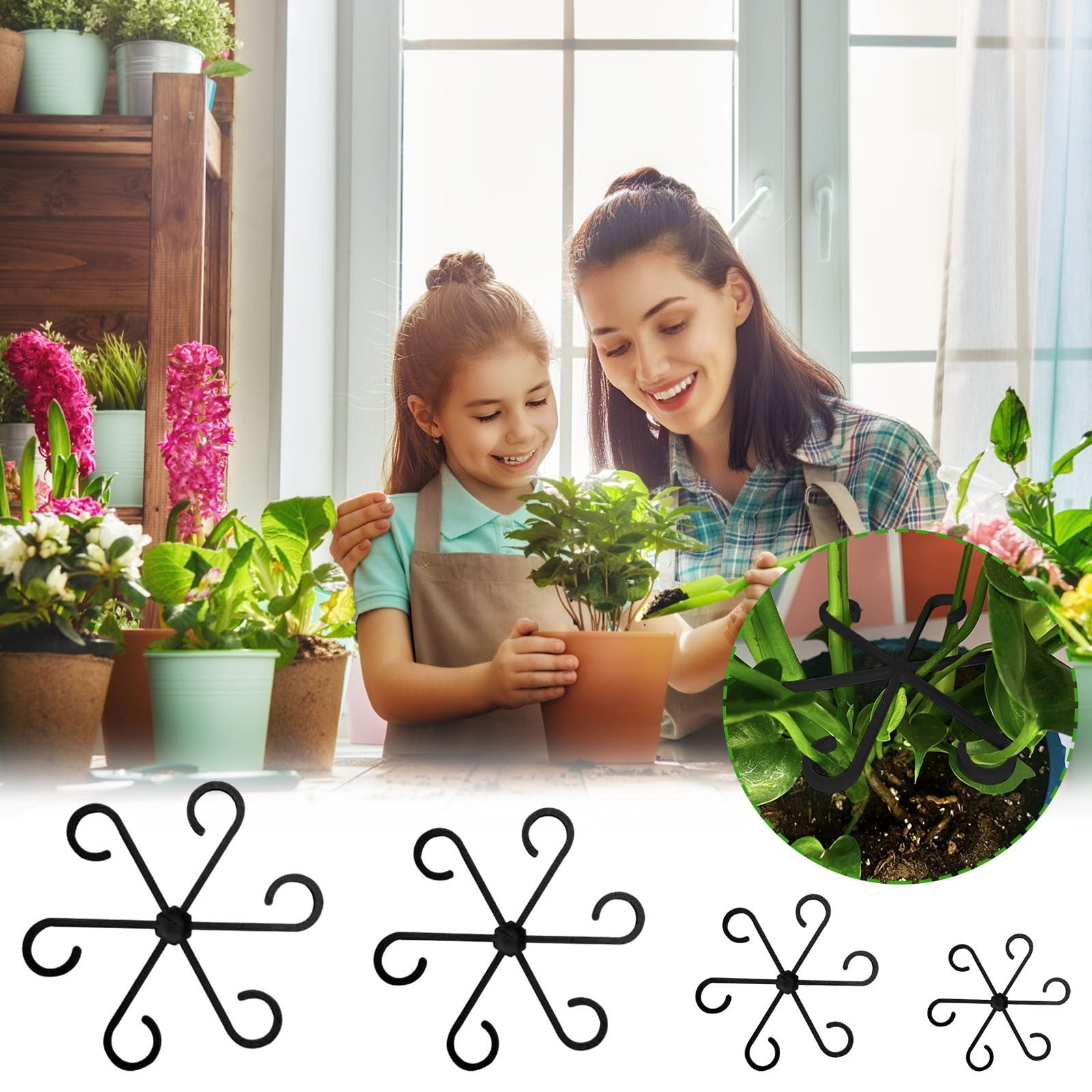 4-Piece Plant Fixing Clip, Flower Climbing Support Frame, Folding Plant ...