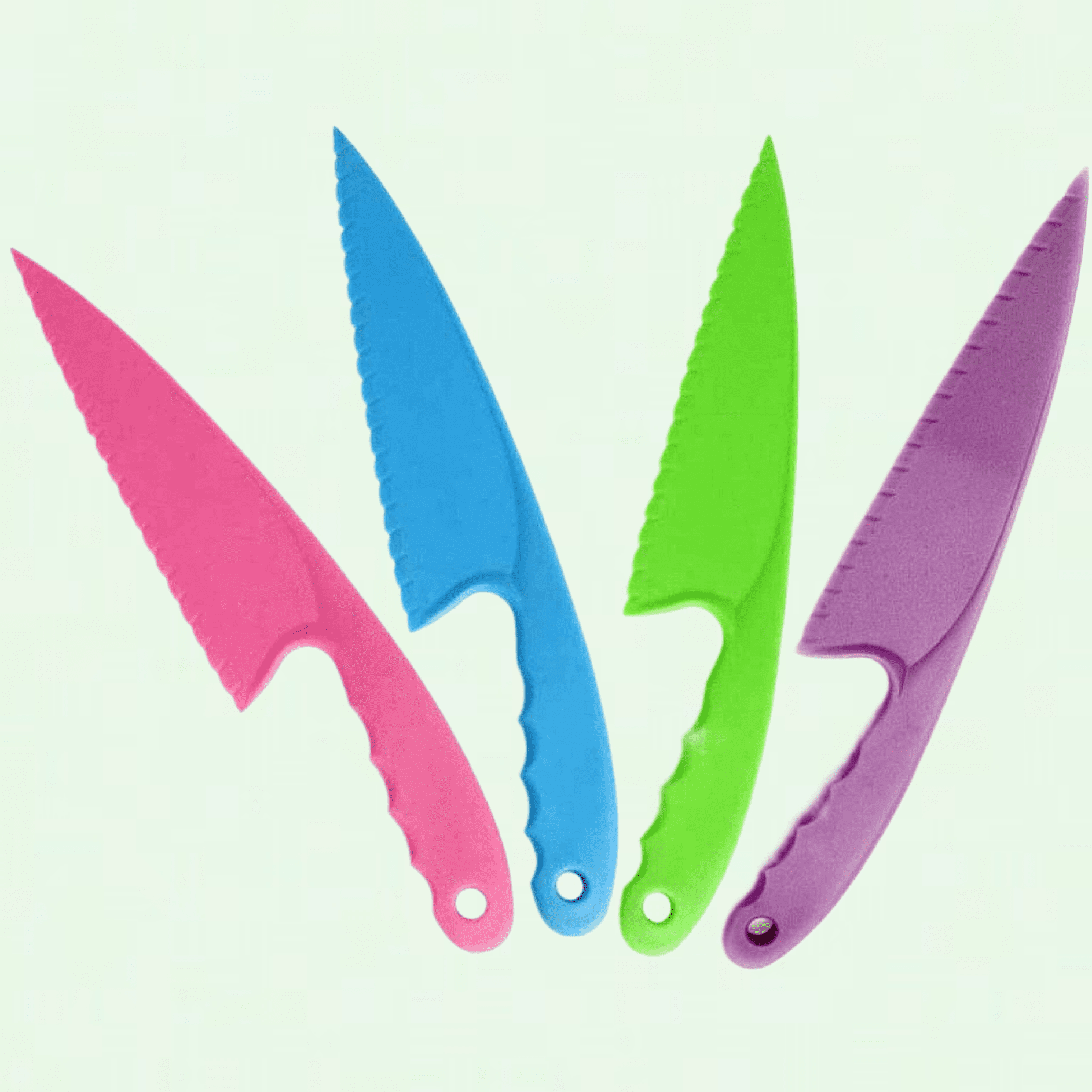4-Piece Plastic Cake Knives with Serrated Edges - Kitchen Serving Tools ...