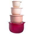 4 Piece Plastic Mixing Bowl Set, TINGXIN with Airtight Lids, Wide Deep ...