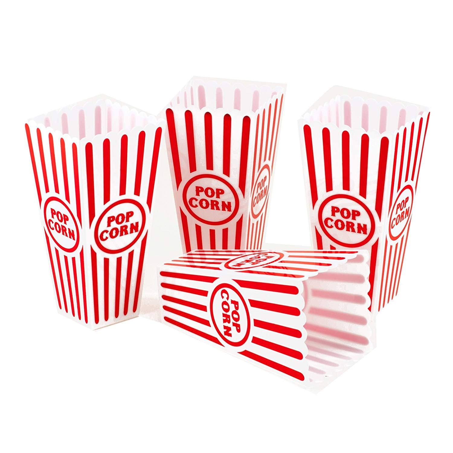 4 Piece Plastic Reusable Movie Theater Style Popcorn Container Set ...