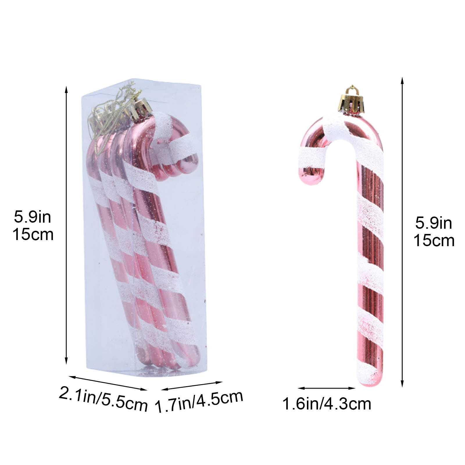 4-Piece Plastic Walking Stick Ornaments, Christmas Tree Hanging Candy ...