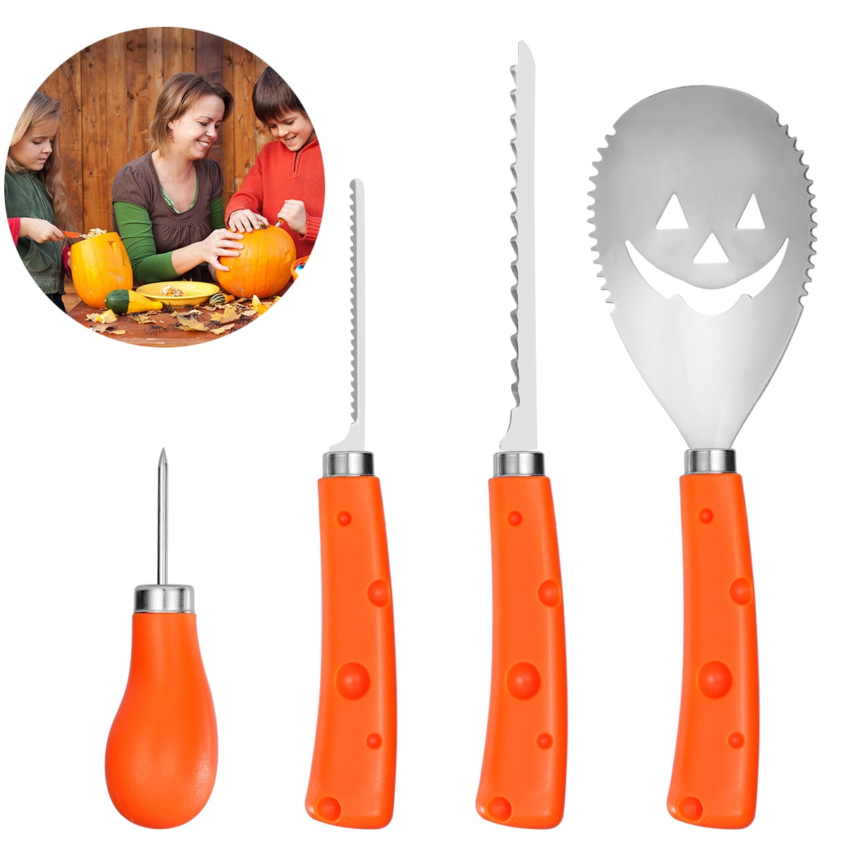 Pawsdot Pumpkin Carving Kit Stainless Steel 4Pcs Assorted Color ...