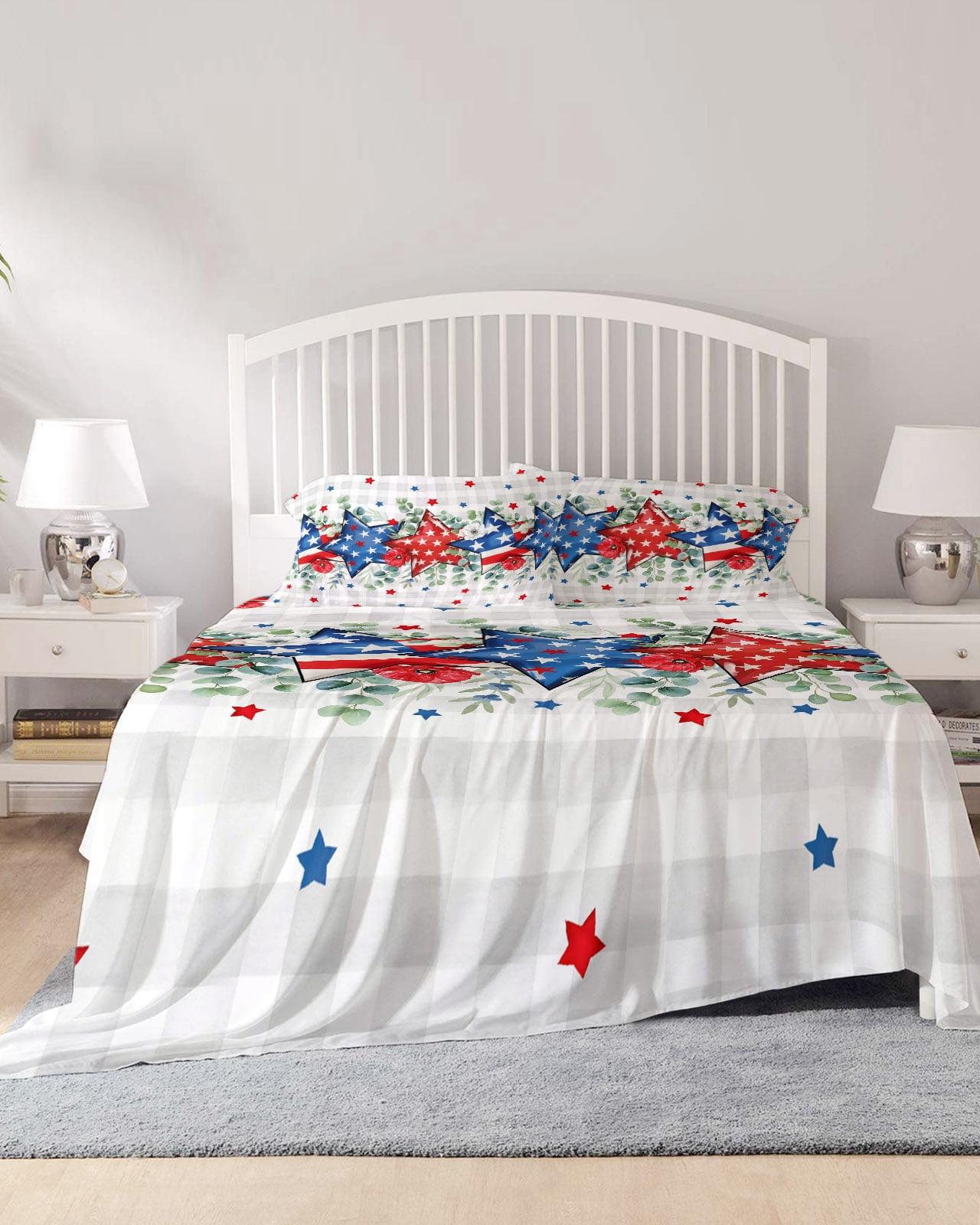 4 Piece Queen Sheet Set 4th of July Sheets Set for Queen Size Bed ...