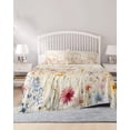 4 Piece Queen Sheet Set Beige Floral Spring Sheets Set for Queen Size ...