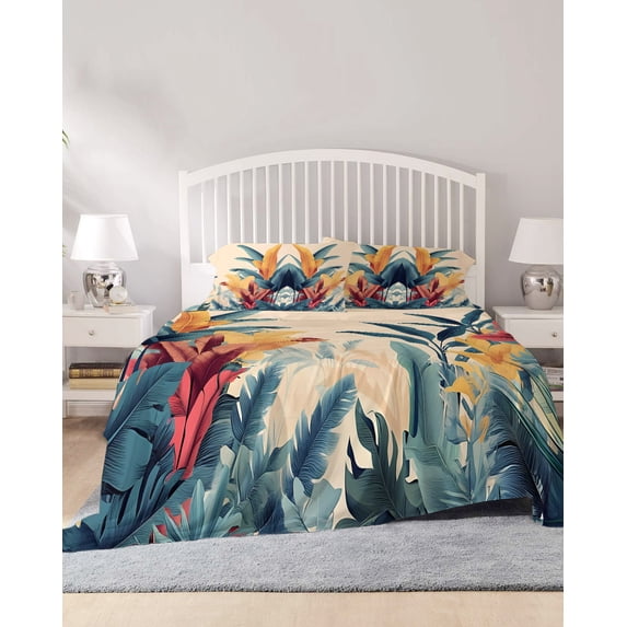 4 Piece Queen Sheet Set Colorful Leaves Sheets Set for Queen Size Bed ...