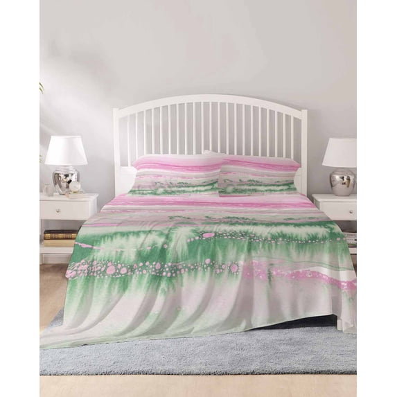 4 Piece Queen Sheet Set Pink Green Ombre Sheets Set for Queen Size Bed ...