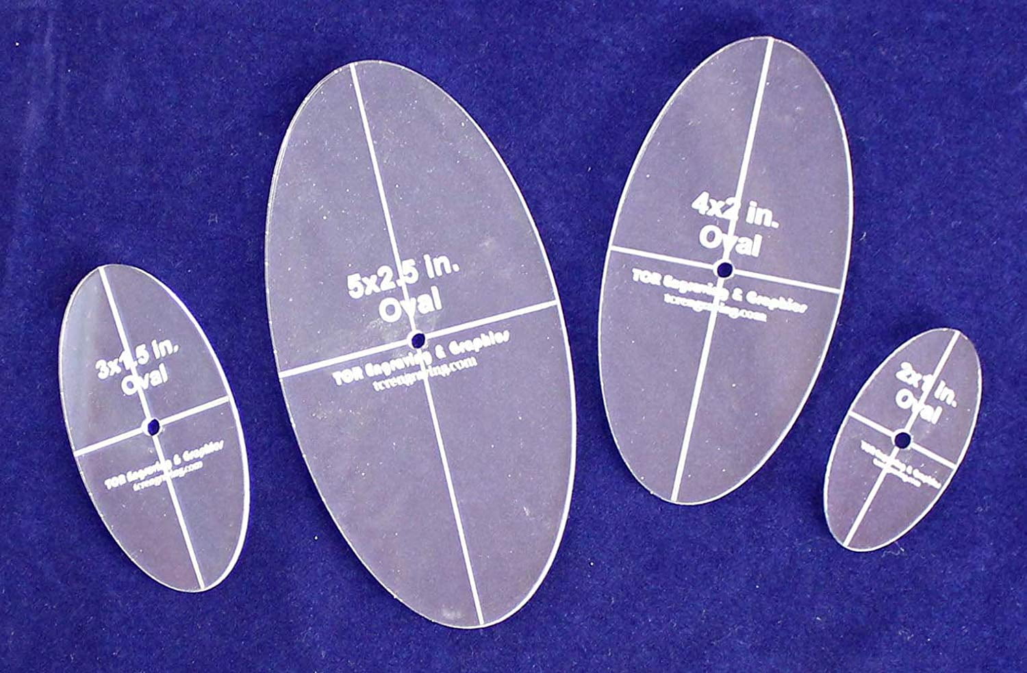 4 Piece Quilt Ovals Templates 1/8 " -2", 3", 4", 5" w/ Center Hole ...