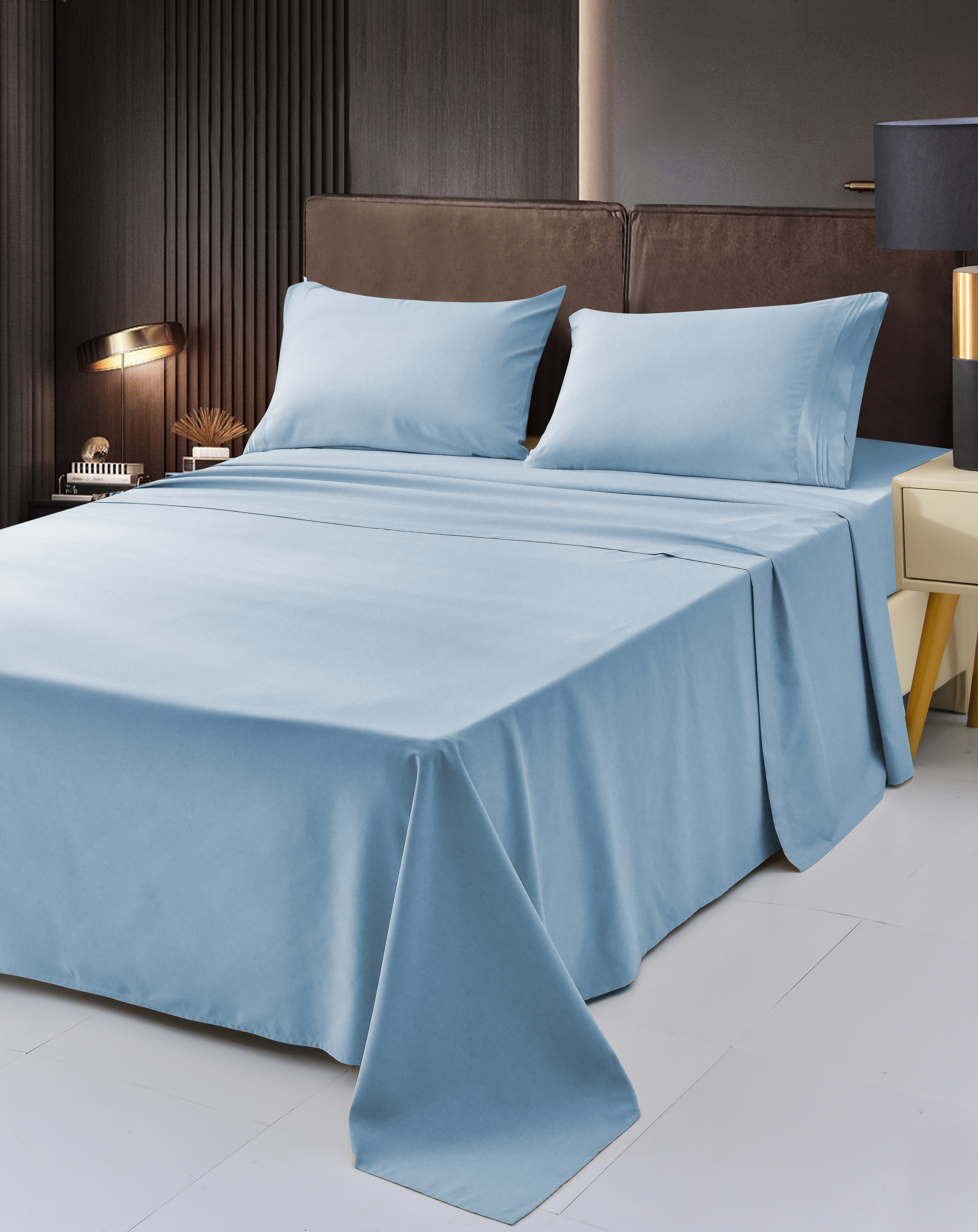4 Piece Rayon Made From Bamboo Sheet Set by OKAO, Twin Xl Light Blue ...