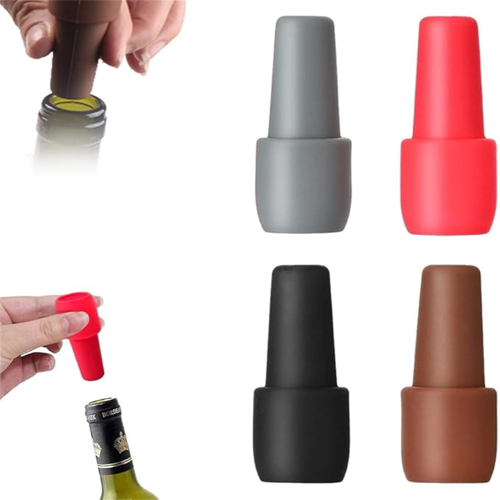 4-Piece Red Wine Stoppers, Double Sealed Bottle Stopper for Airtight ...