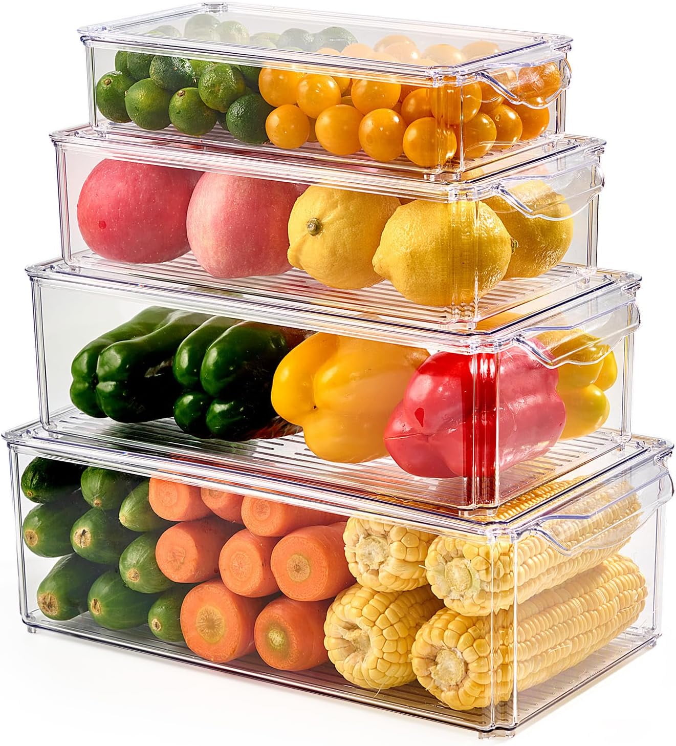 4 Piece Refrigerator Organizer Bins, Clear Fridge Organizers and ...