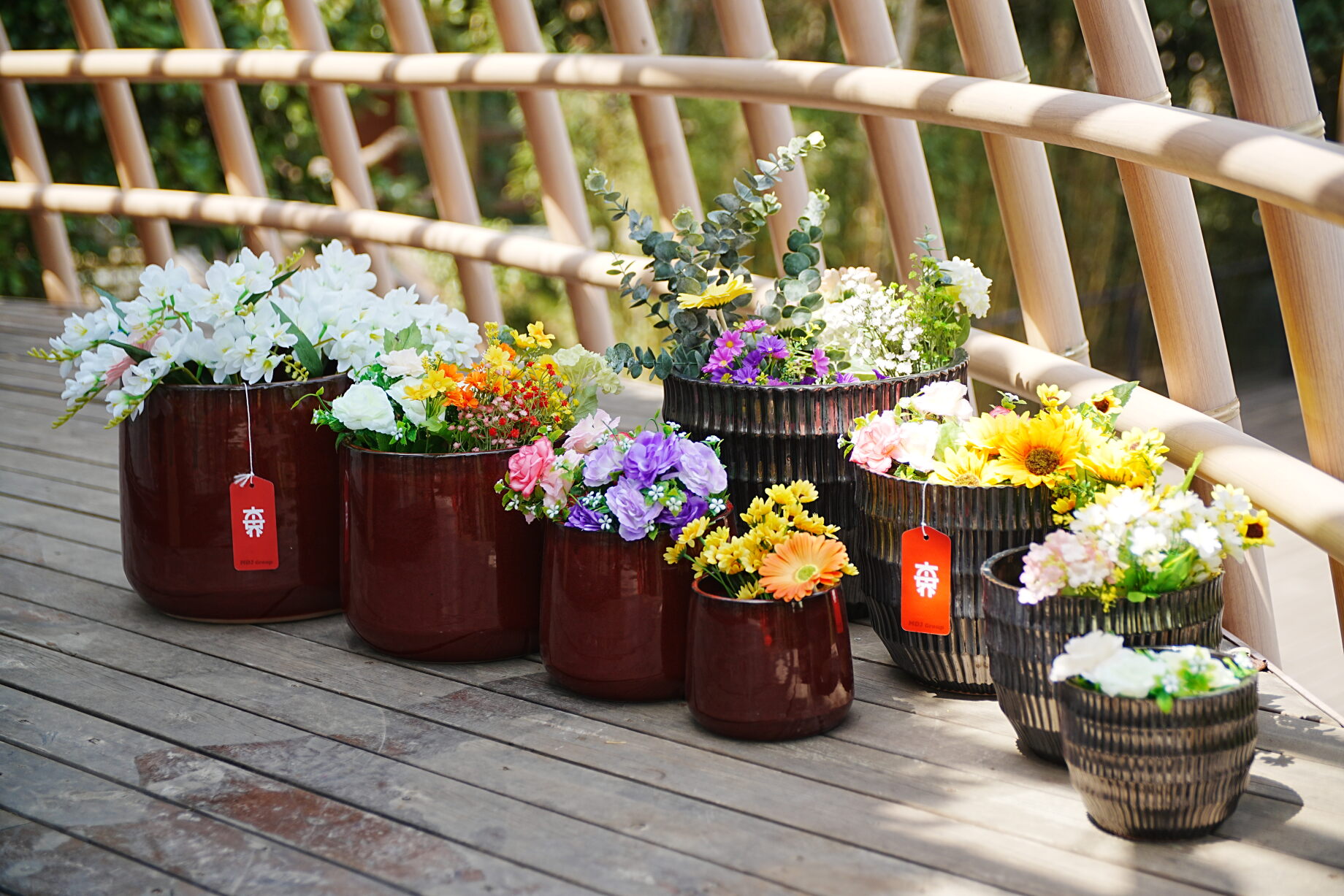 4-Piece Reinforced Ceramic Planter Pots with Drainage Holes – Modern ...