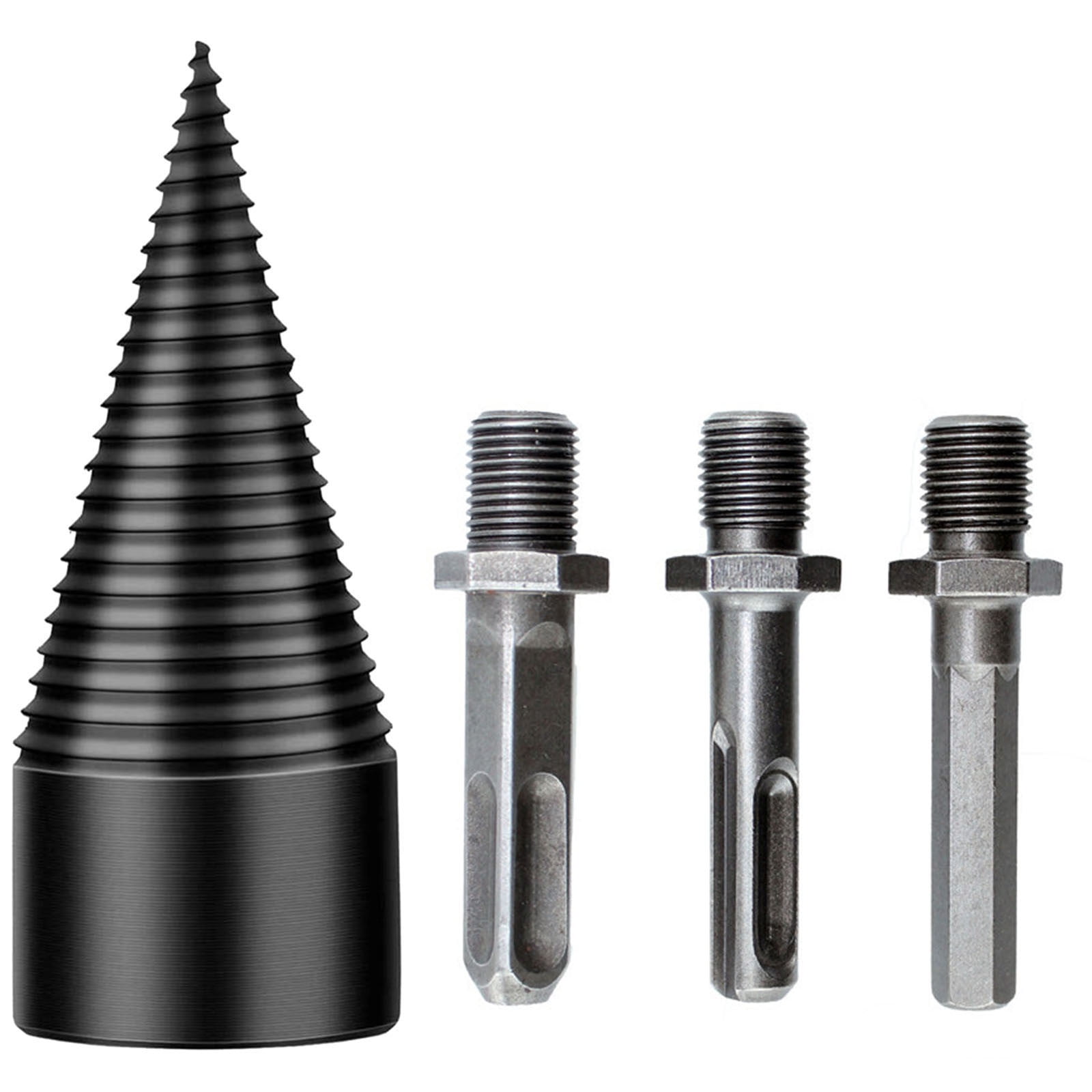 4-Piece Removable Firewood Log Splitter Drill Bit Set with Screw Cone ...