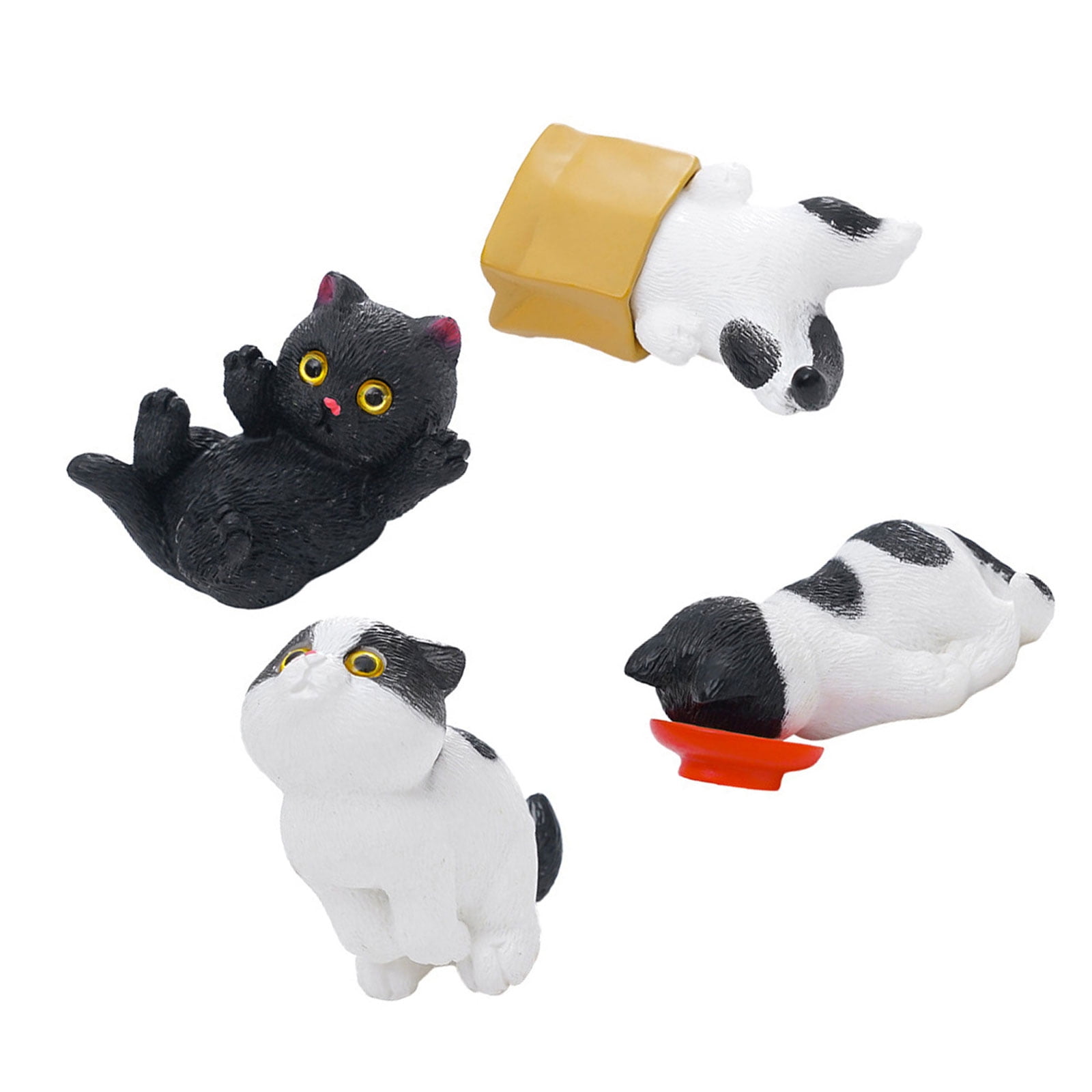 4-Piece Resin Cats Decor Set, Handmade Miniature Tabletop Figurines for ...