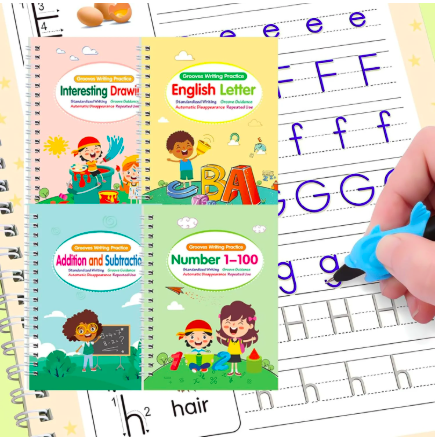 4-Piece Reusable Magic Groove Copybook Set - Walmart.com