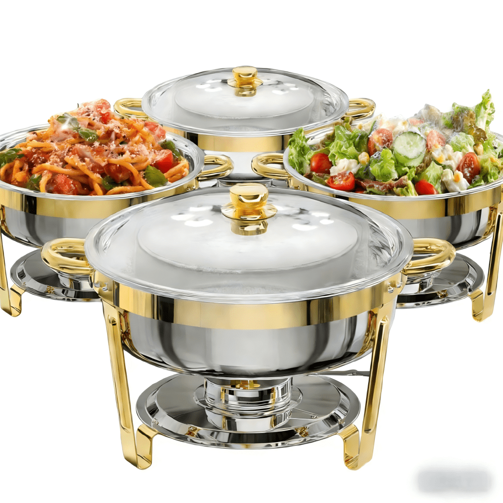 4-Piece Round Buffet Catering Chafing Dish Set Stainless Steel Food ...