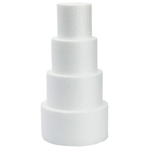 4 Piece Round Foam Cake Dummy Set for Decorating, 12" Tall Fake Cake in ...