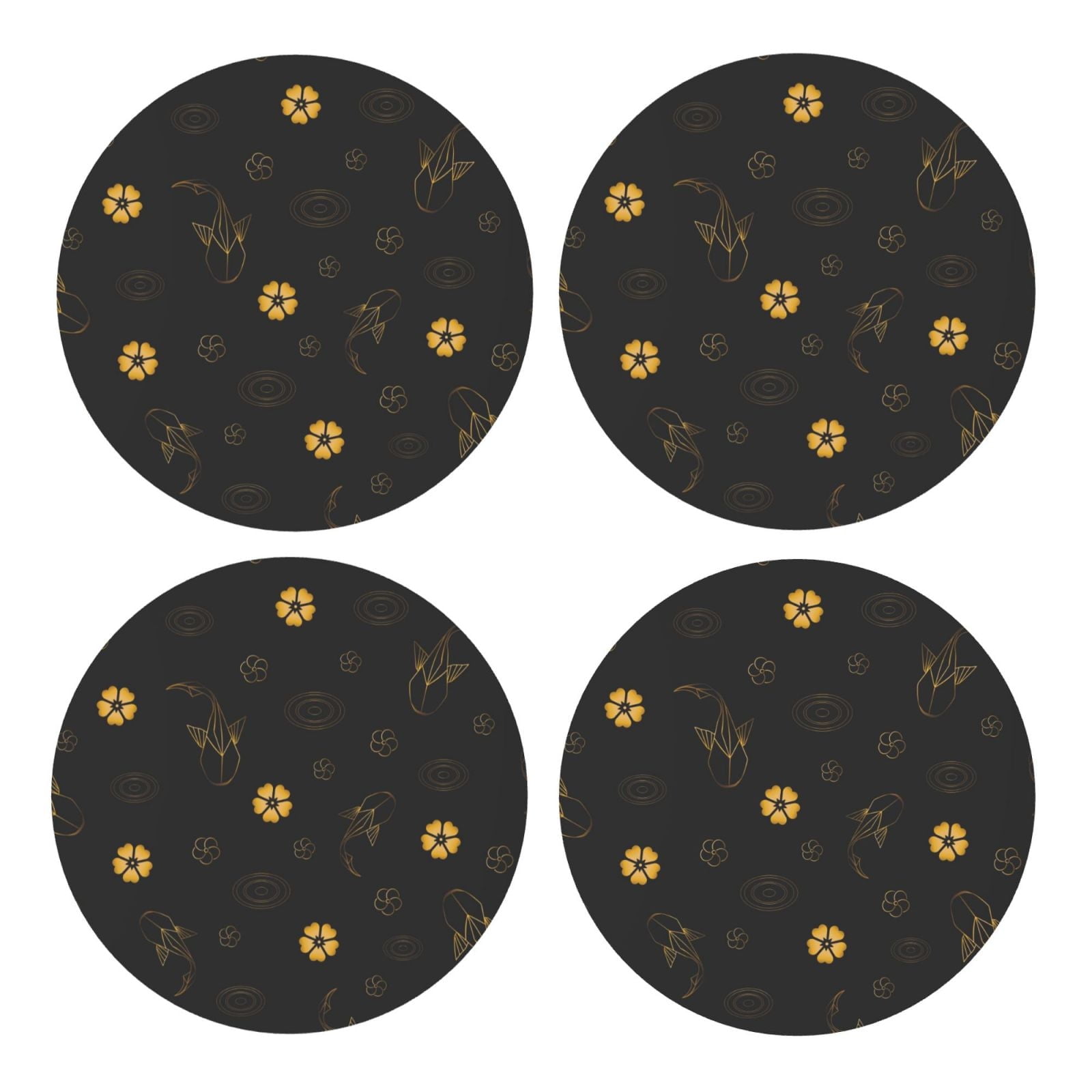 4 Piece Round Mdf Cork Coaster 3.9in Lightweight Durable Easy To Clean ...